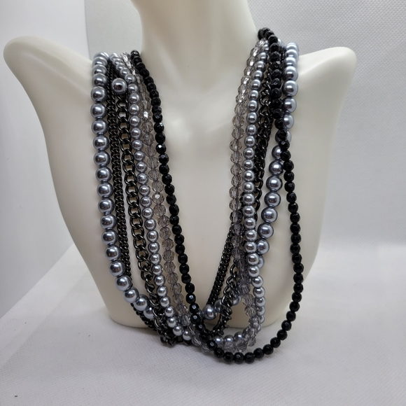 Premier Designs | Jewelry | Premier Designs Six Strand Black Chain Gray ...